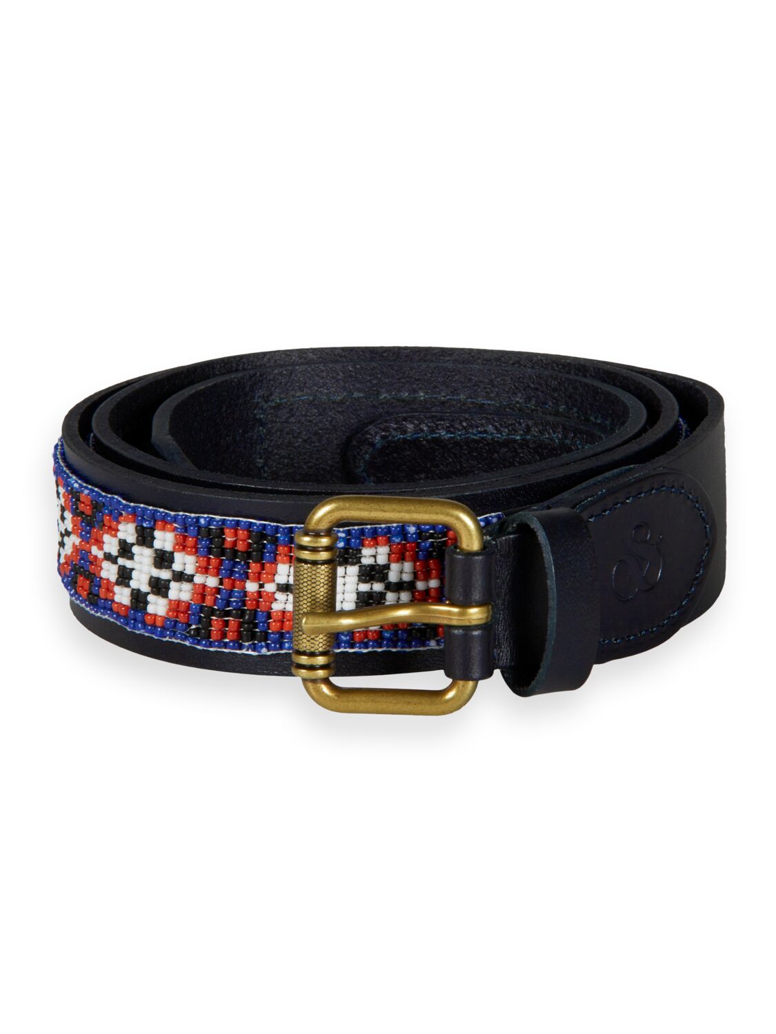 Scotch & Soda Bead-trimmed leather belt-Night - Brave