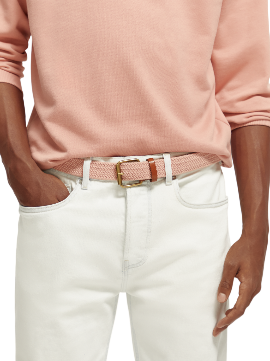 Scotch & Soda Braided canvas cord belt-Flamingo - Brave