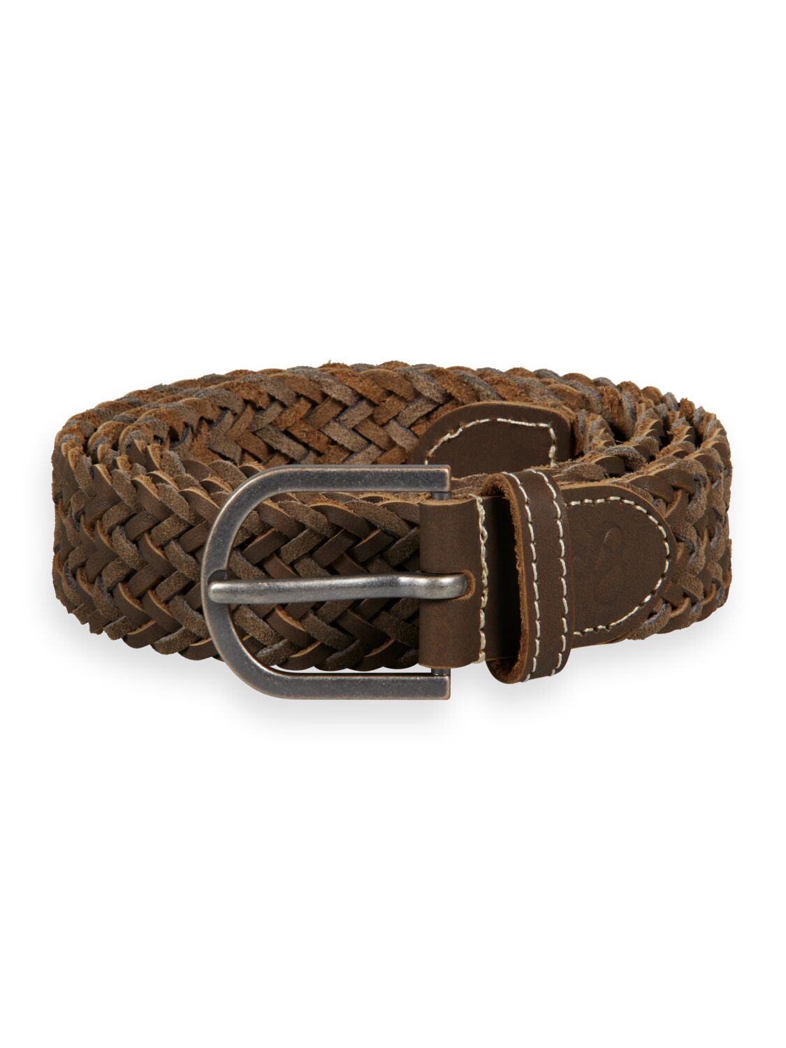 Scotch & Soda Braided leather & suede belt-Dark taupe - Brave