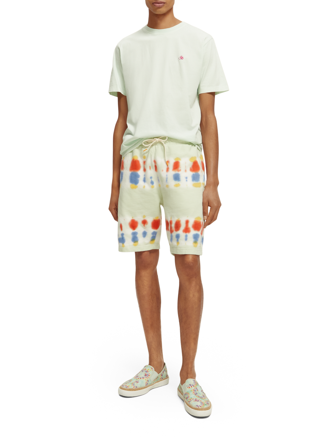 Scotch & Soda Garment dye logo embroidery tee-Mint - Brave