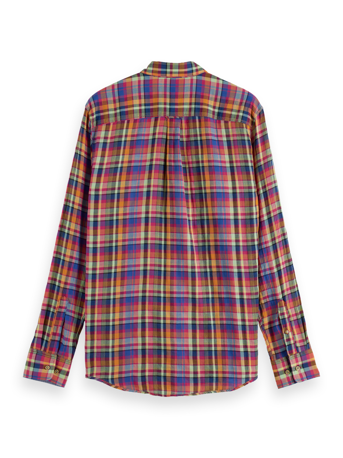 Scotch & Soda Light weight voile shirt with seersucker-Red/Multi Check ...