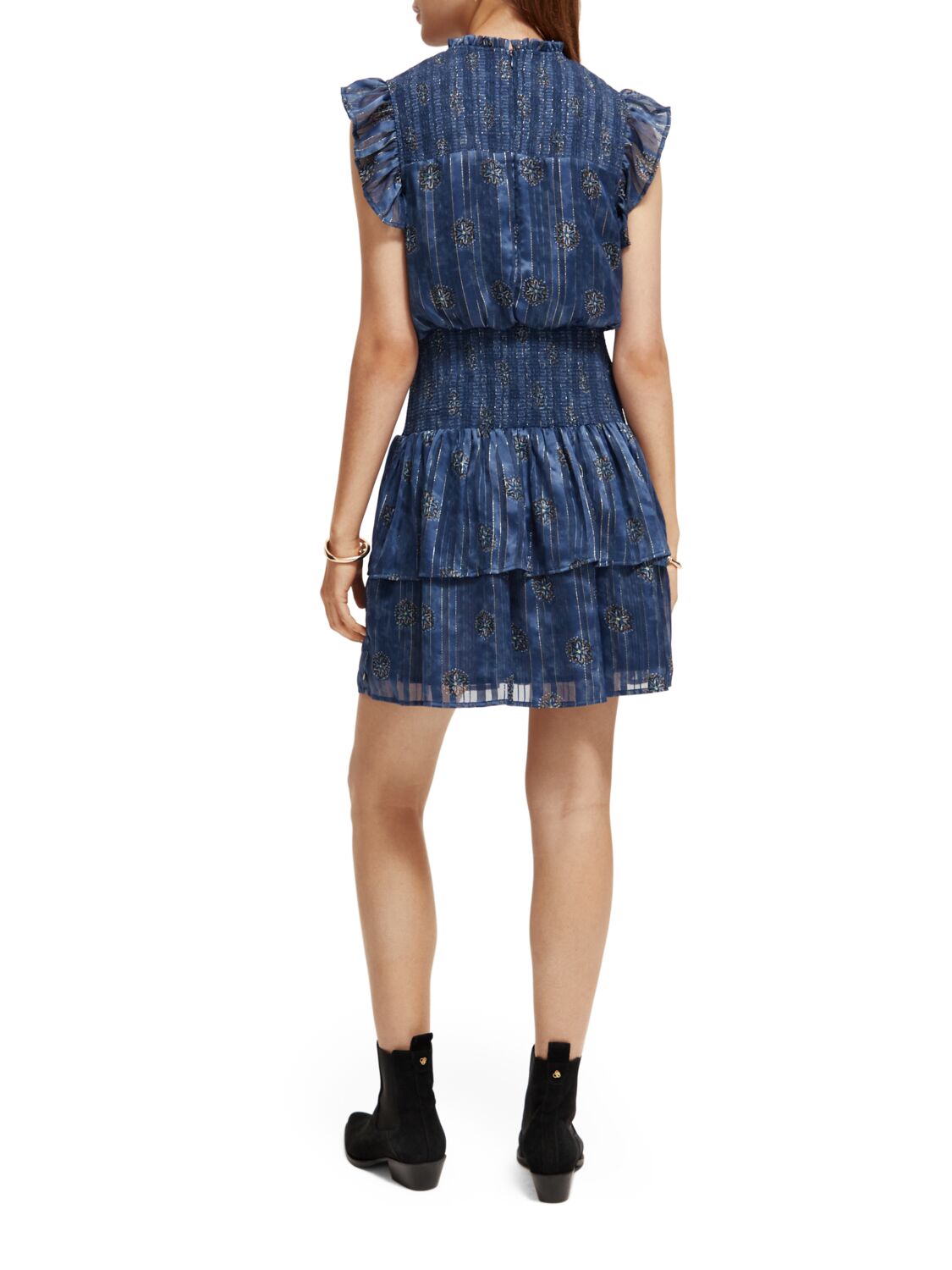 Scotch & Soda Mini dress with smock stitch detail-B sides motif marine ...