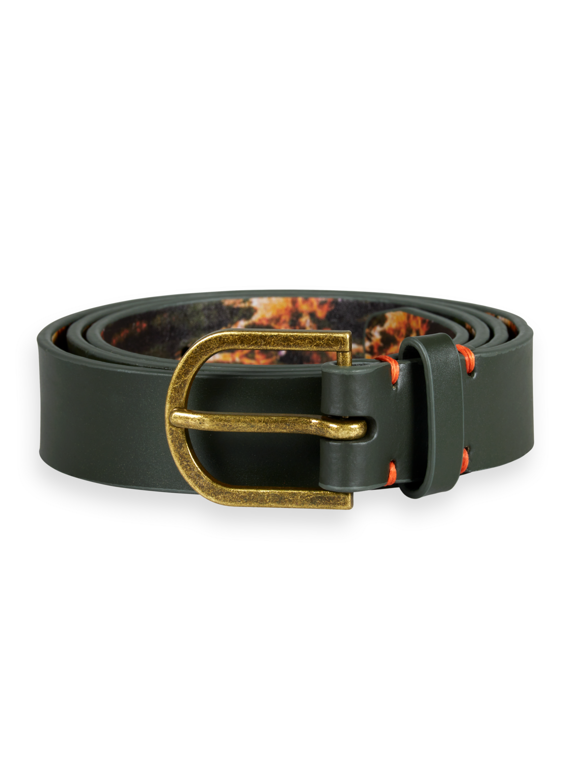 Scotch & Soda Recycled leather belt with printed backside-Military - Brave