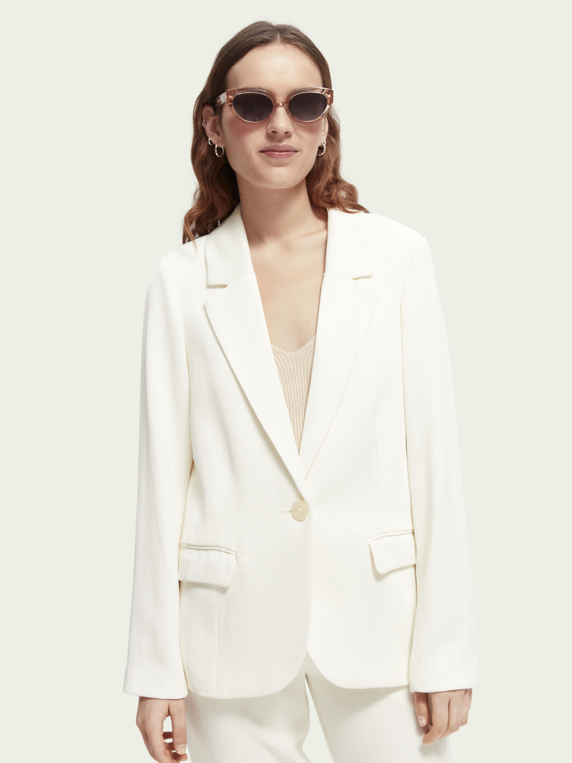 Single breasted tailored blazer in structured fabric - Brave